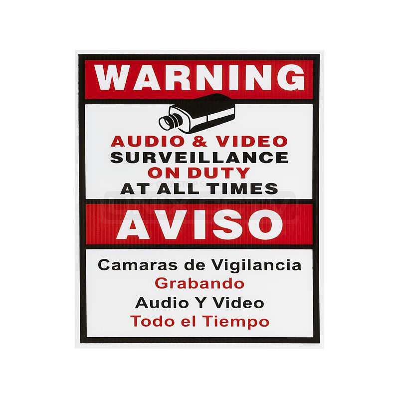 Video Surveillance Warning Sign, 9″(W)x11″(H) size, Plastic, English